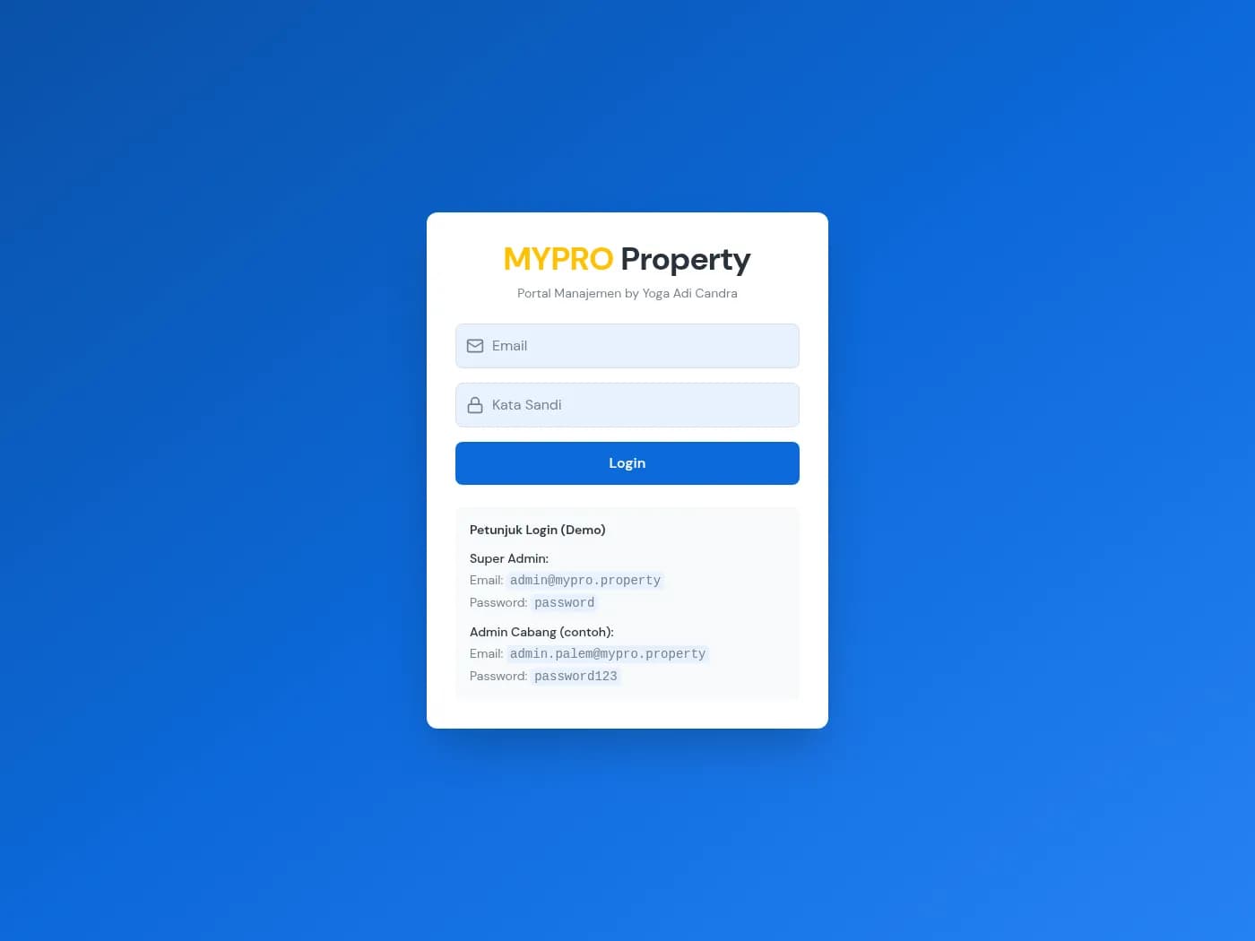 MyPro Manajemen Web App Clone
