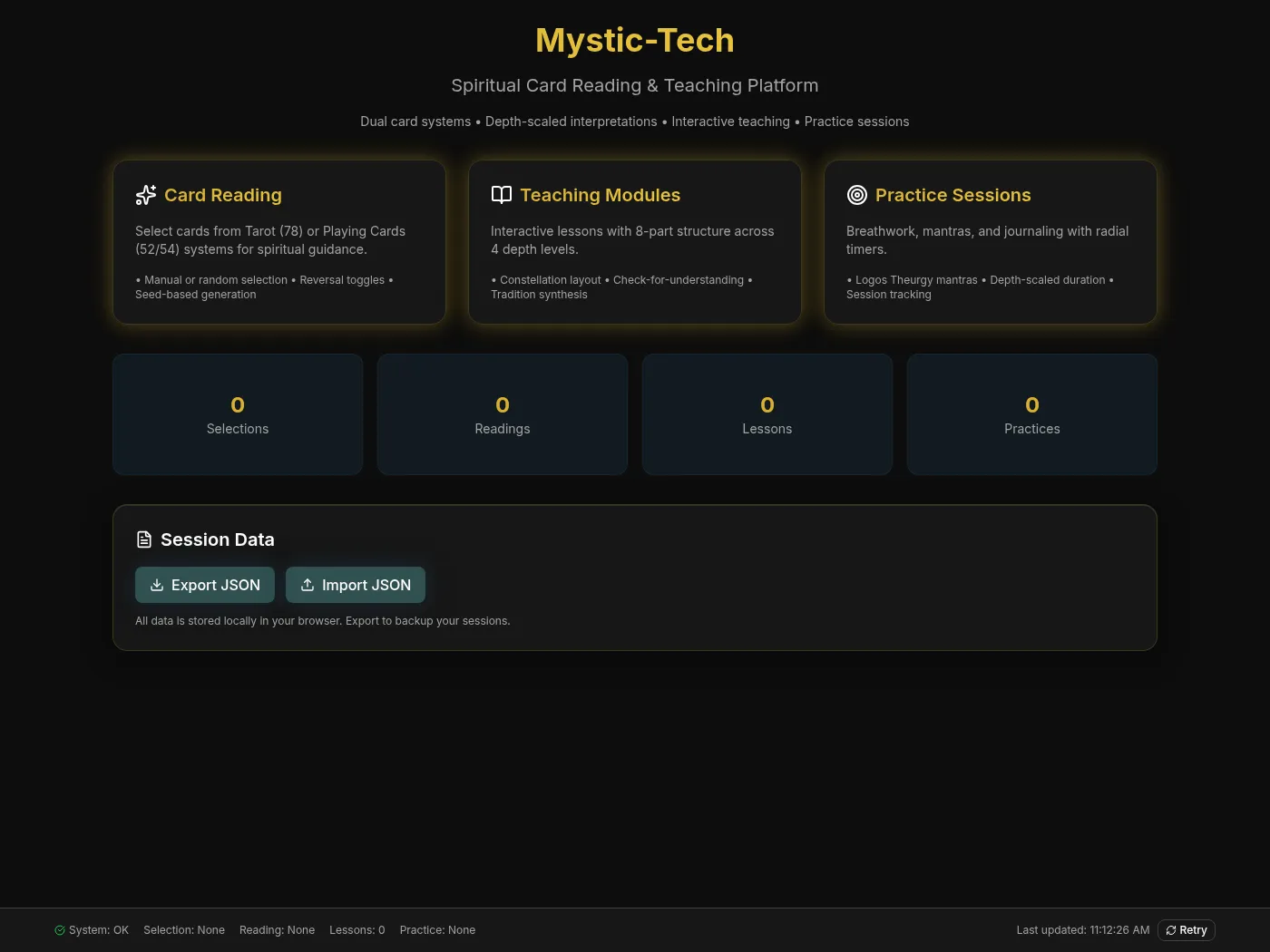 Mystic-Tech: Spiritual Card Reading & Teaching MVP