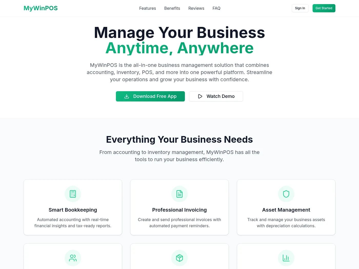 MyWinPOS Landing Page