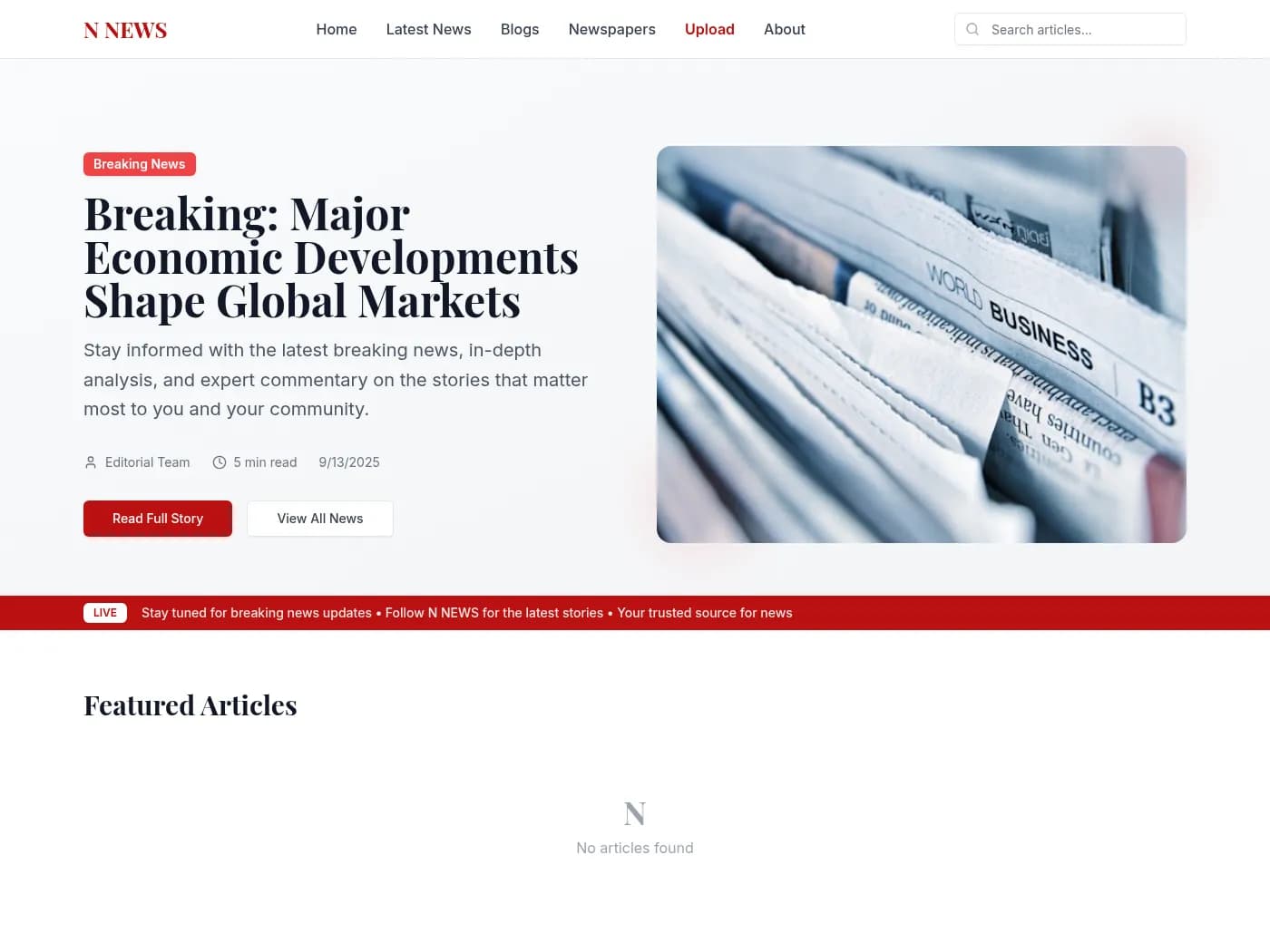 N NEWS: Modern News and Blog Platform