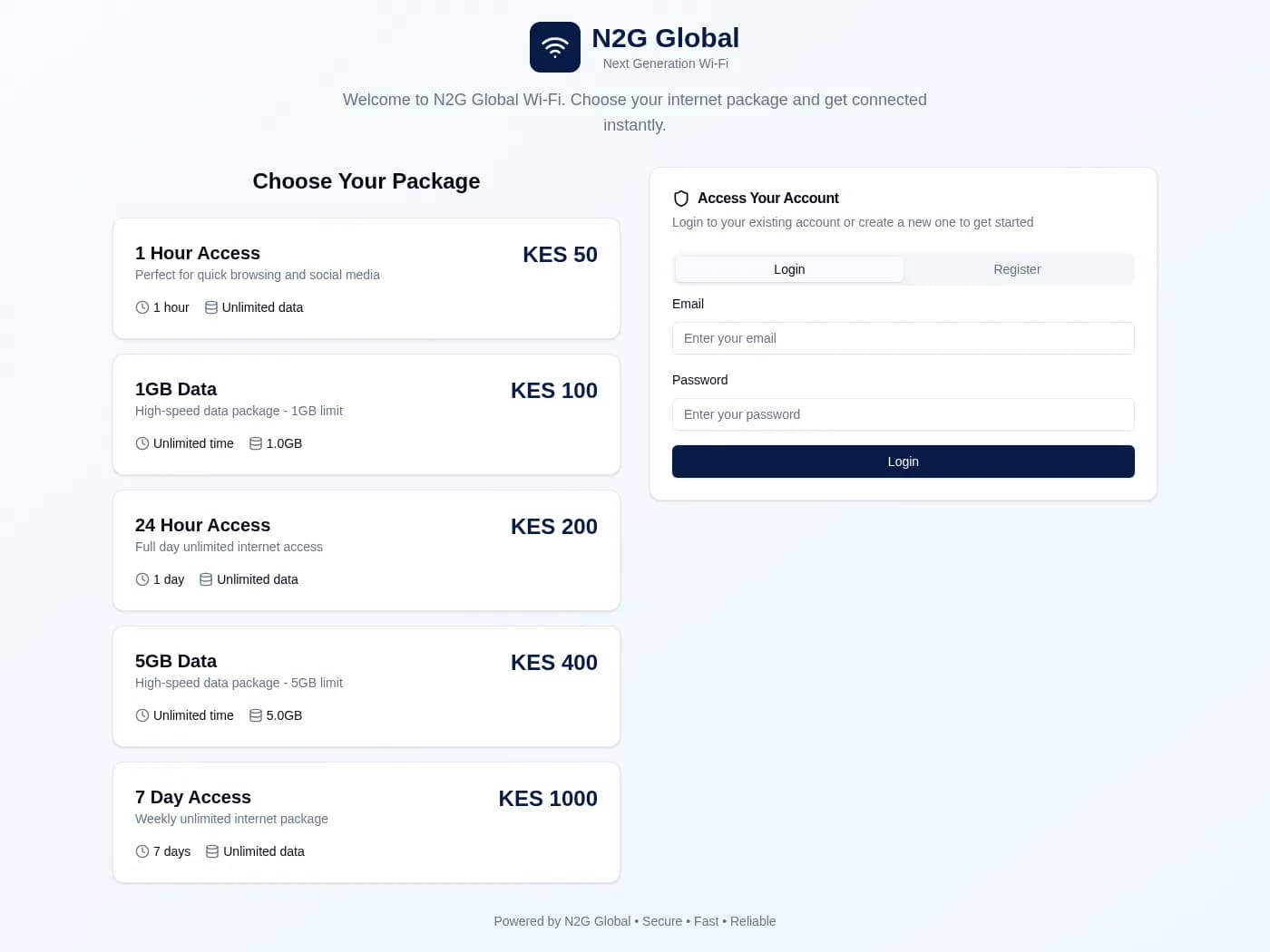 N2G Next Gen Wi-Fi Billing & Management System