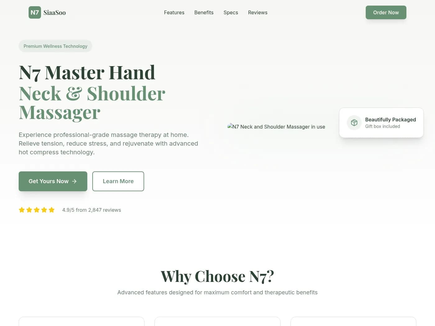 N7 Massager Professional Product Website