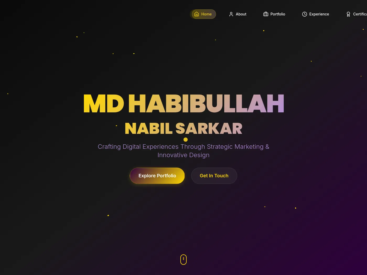 Nabil Sarkar 3D Immersive Portfolio Website