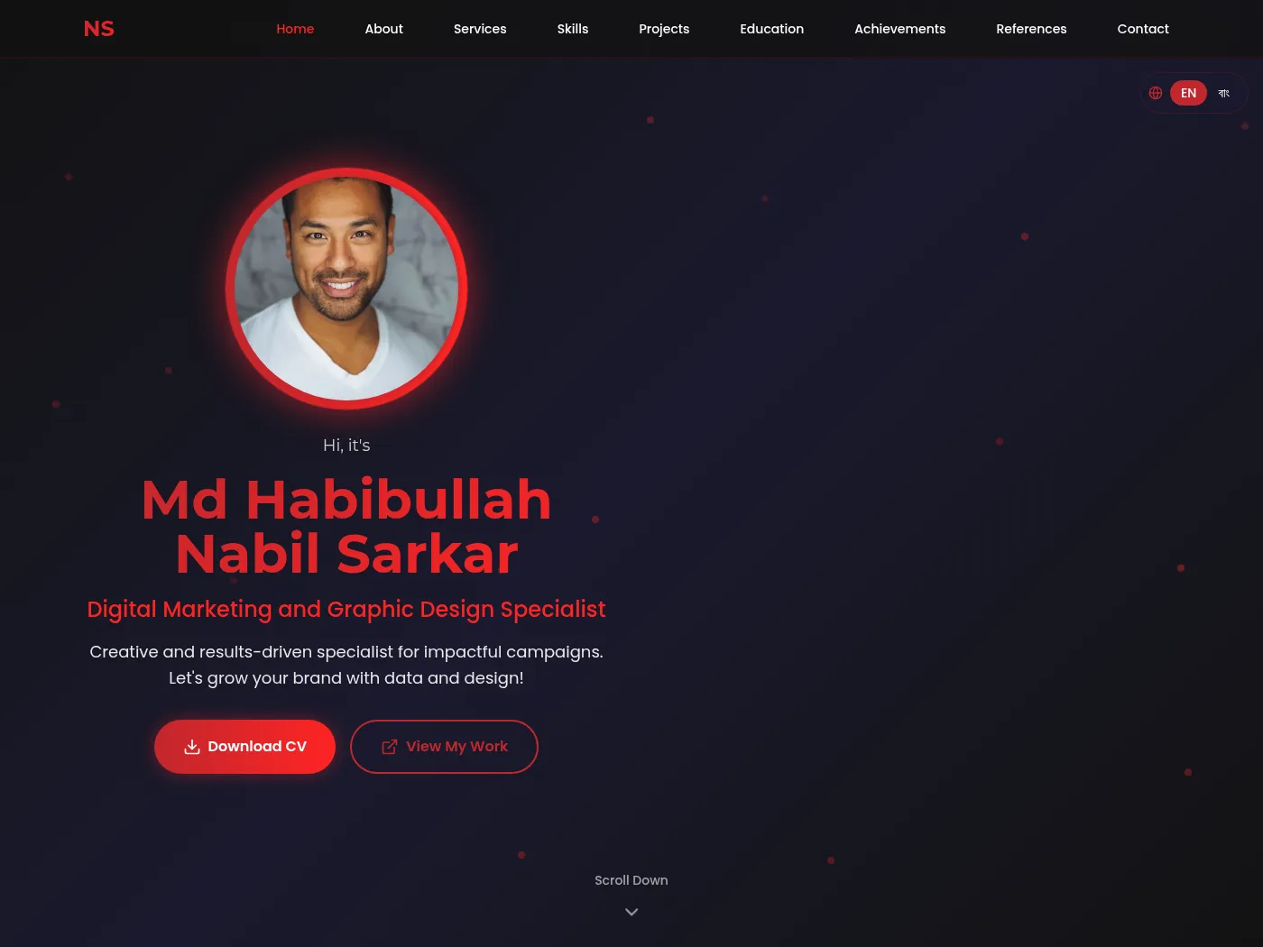 Nabil Sarkar's 3D Interactive Portfolio Website