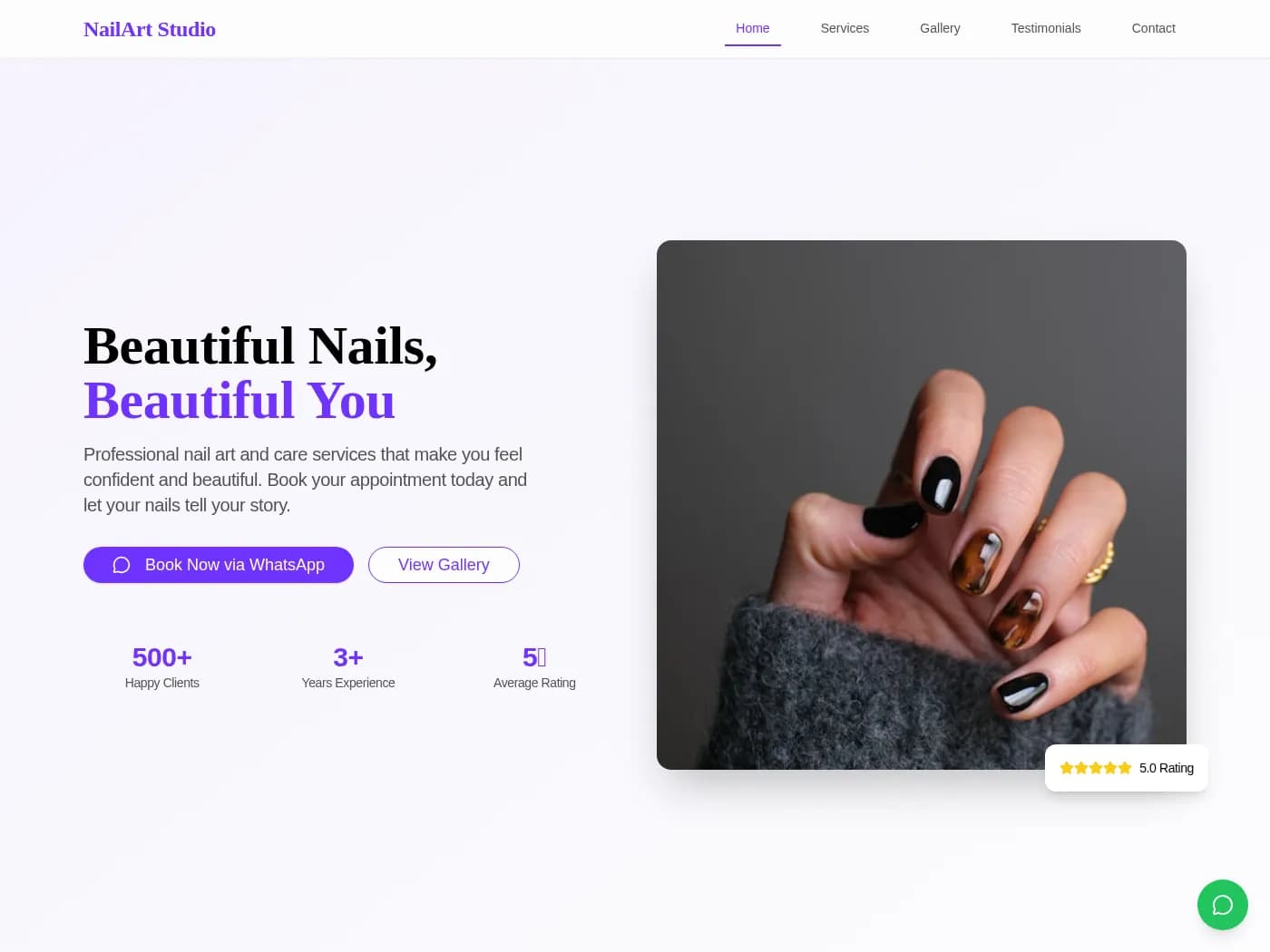 NailArt Business Website with WhatsApp Integration