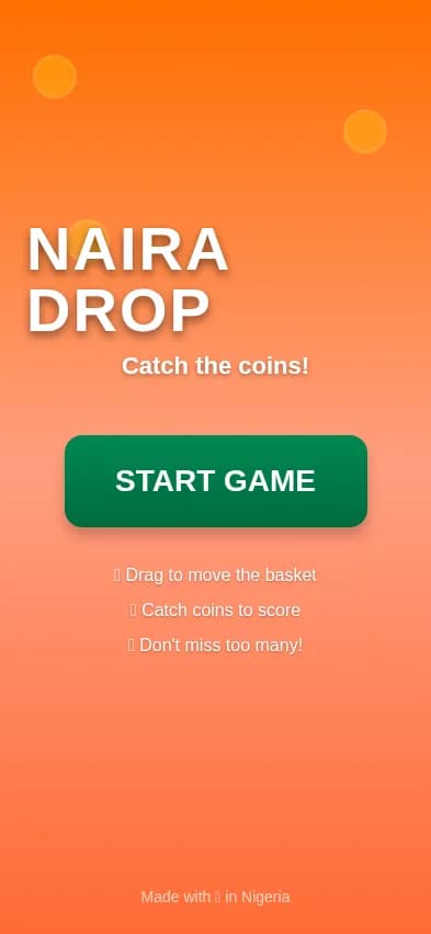 Naira Drop: Hyper-Casual Freemium Coin-Catching Game for Android