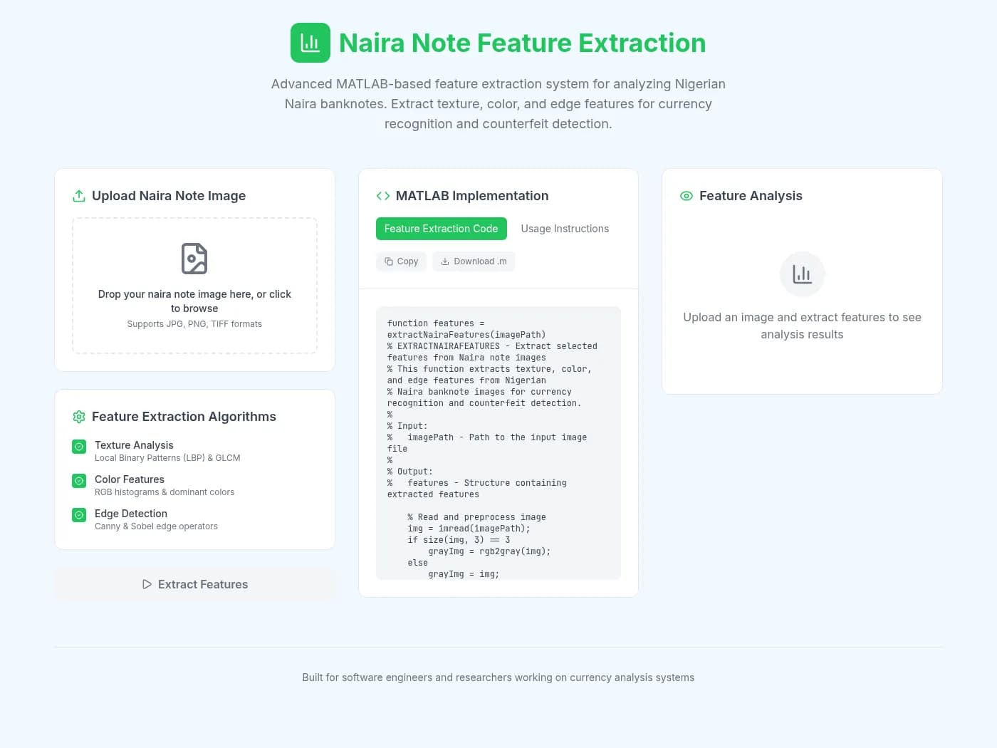 Naira Note Feature Extraction with MATLAB