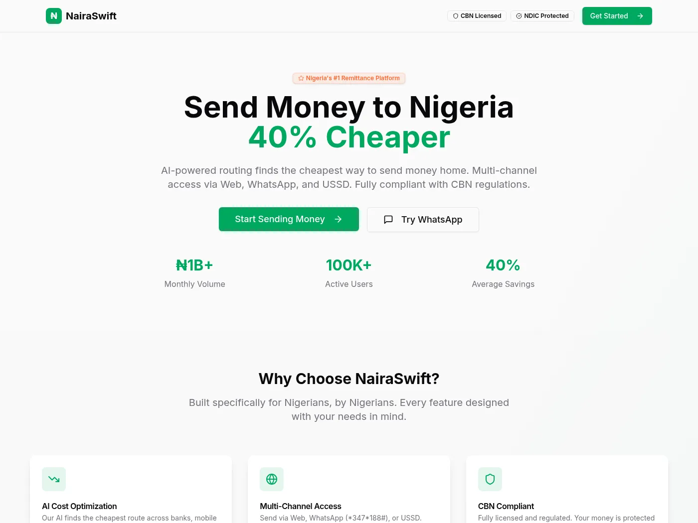 NairaSwift Remittance Optimization Platform