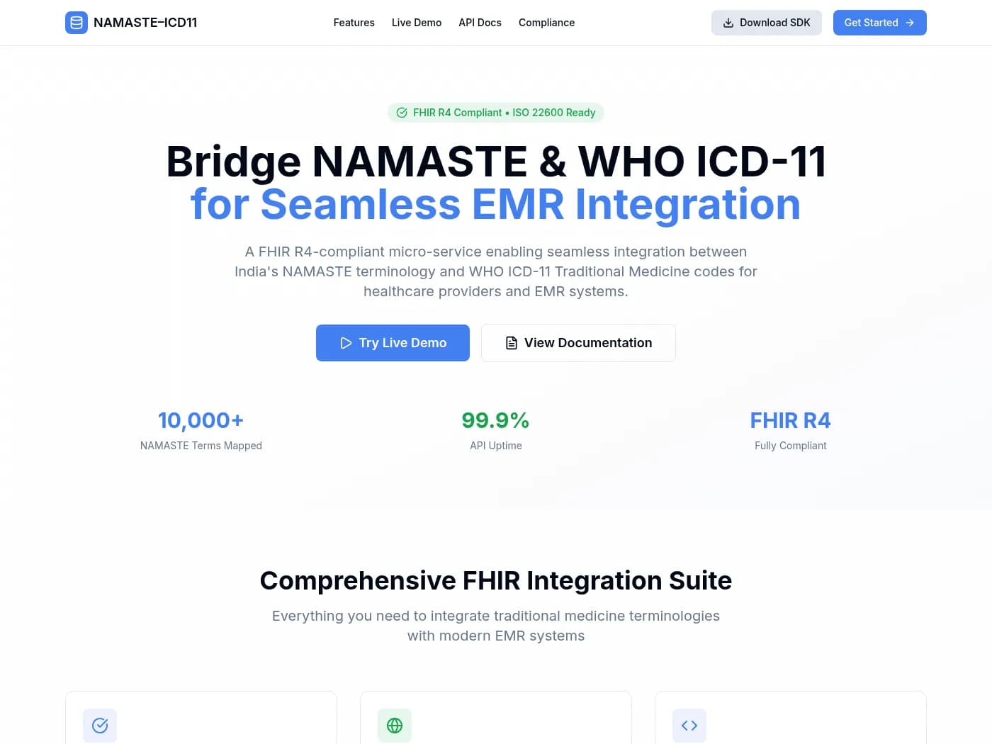 NAMASTE–WHO ICD-11 FHIR Terminology Integration Showcase for Indian EMR Systems