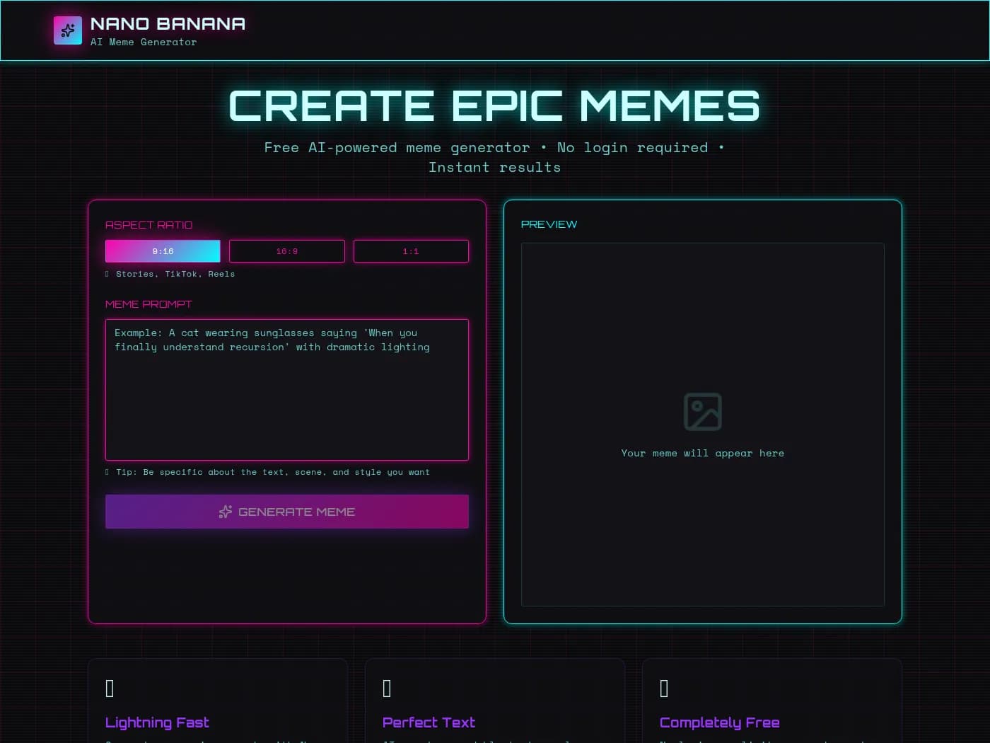 Nano Banana Meme Generator: AI-Powered Memes with Neon Aesthetics