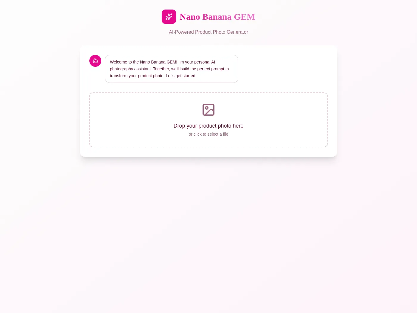 Nano Banana GEM: Interactive AI Product Photo Generator
