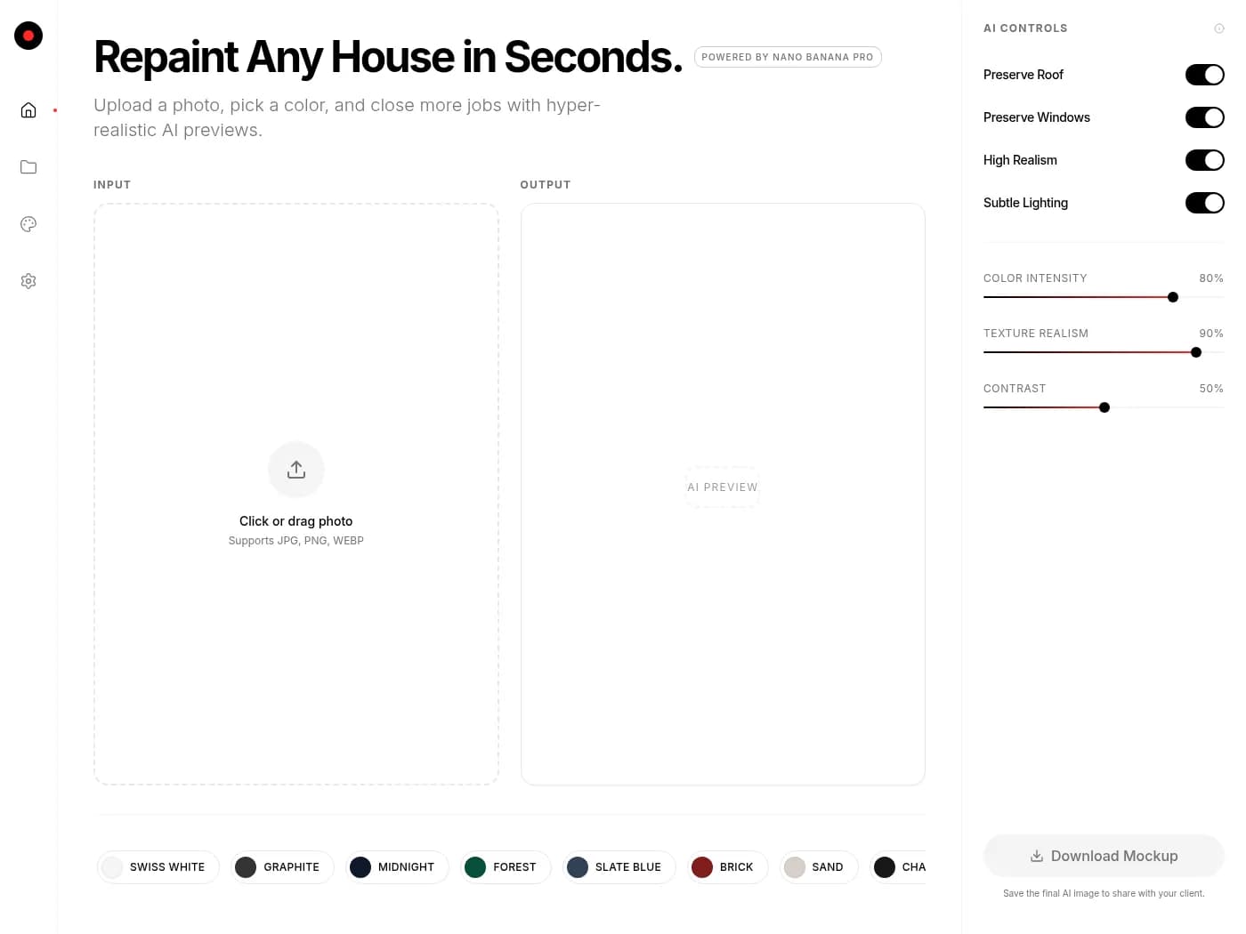 Nano Banana Pro: Premium Swiss-Apple House Paint Mockup UI