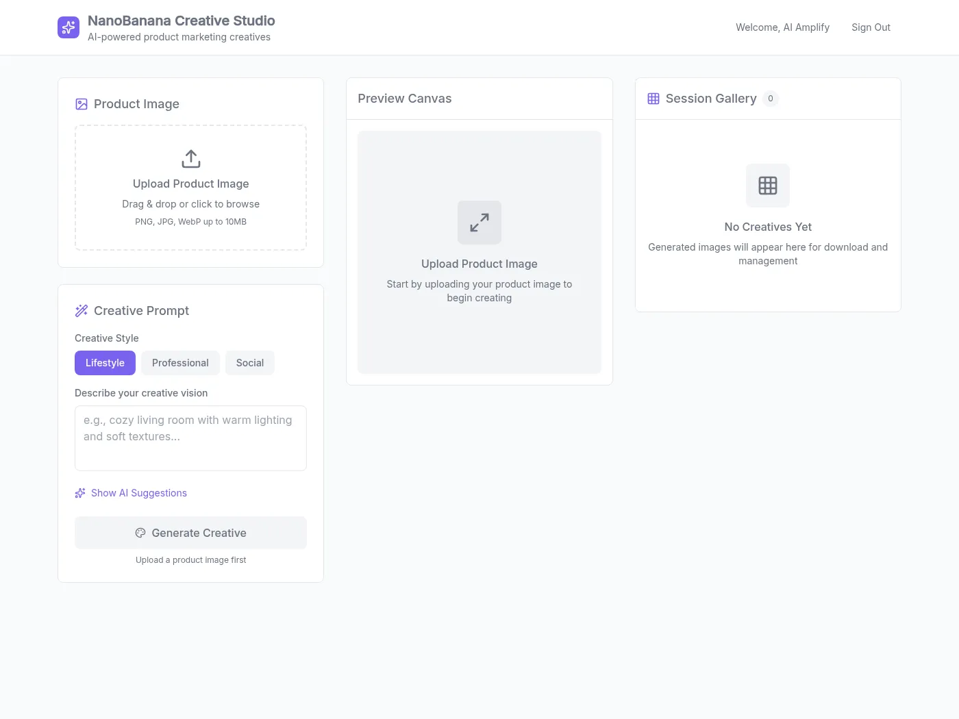 NanoBanana Ad Creative Generator Web App