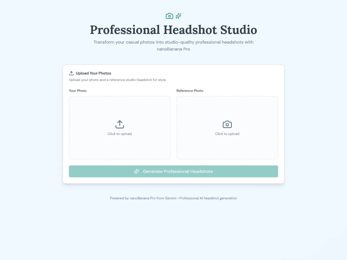 Gemini nanoBanana Pro Headshot Studio