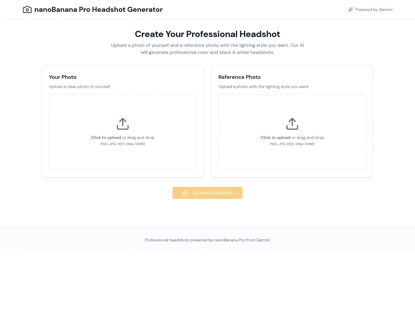 nanoBanana Pro Headshot Generator SaaS