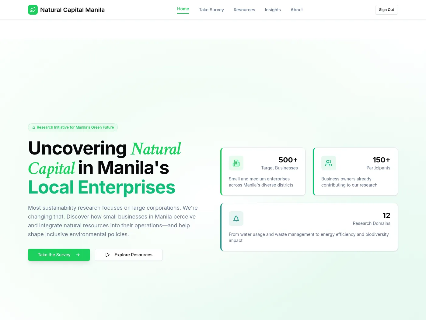 Natural Capital Awareness Platform for Local Enterprises in Manila