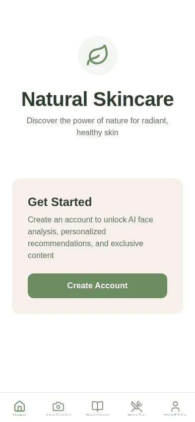 Natural Skincare Mobile App with AI Face Analysis & Personalized Meal Planner