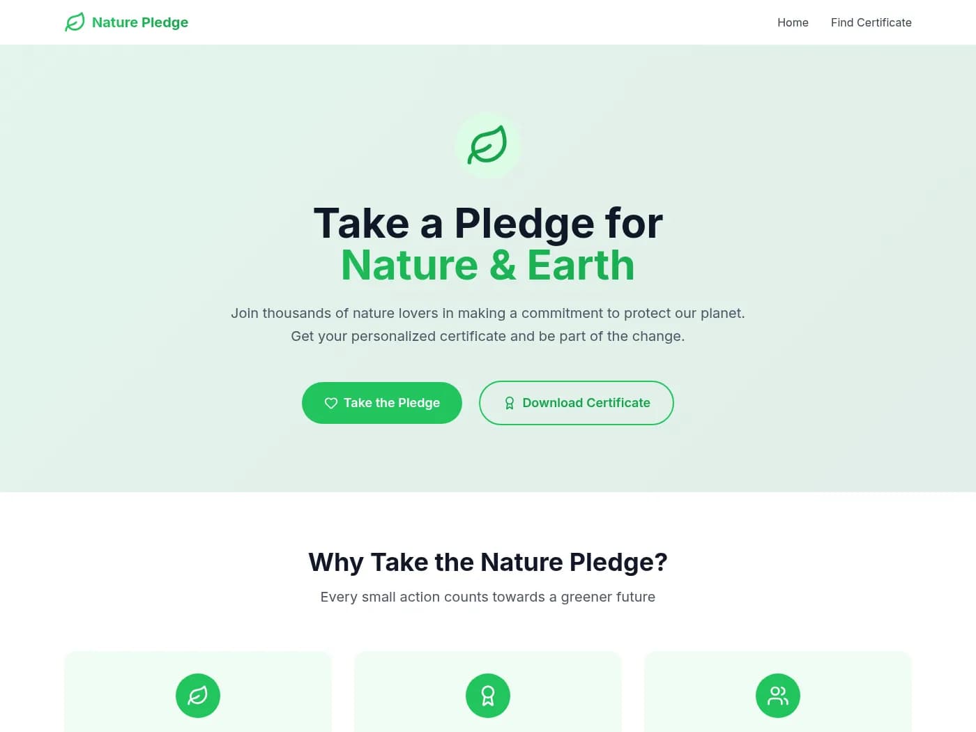 Nature Pledge Certificate Platform