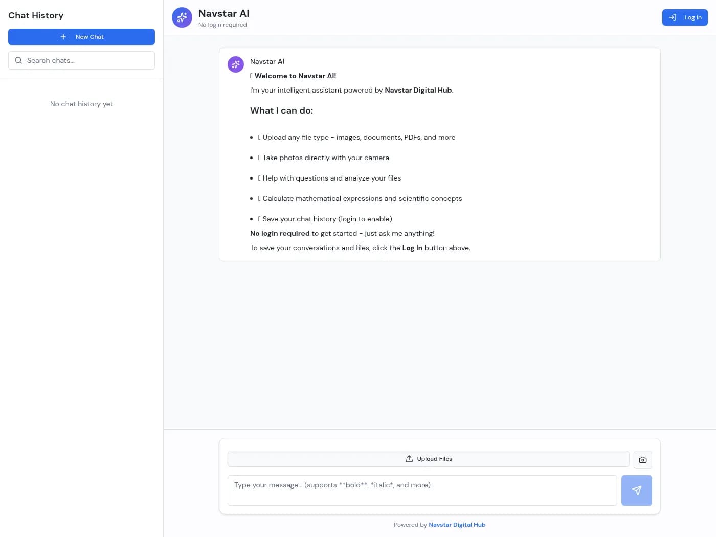 Navstar AI: Effortless No-Login AI Assistant for File Uploads