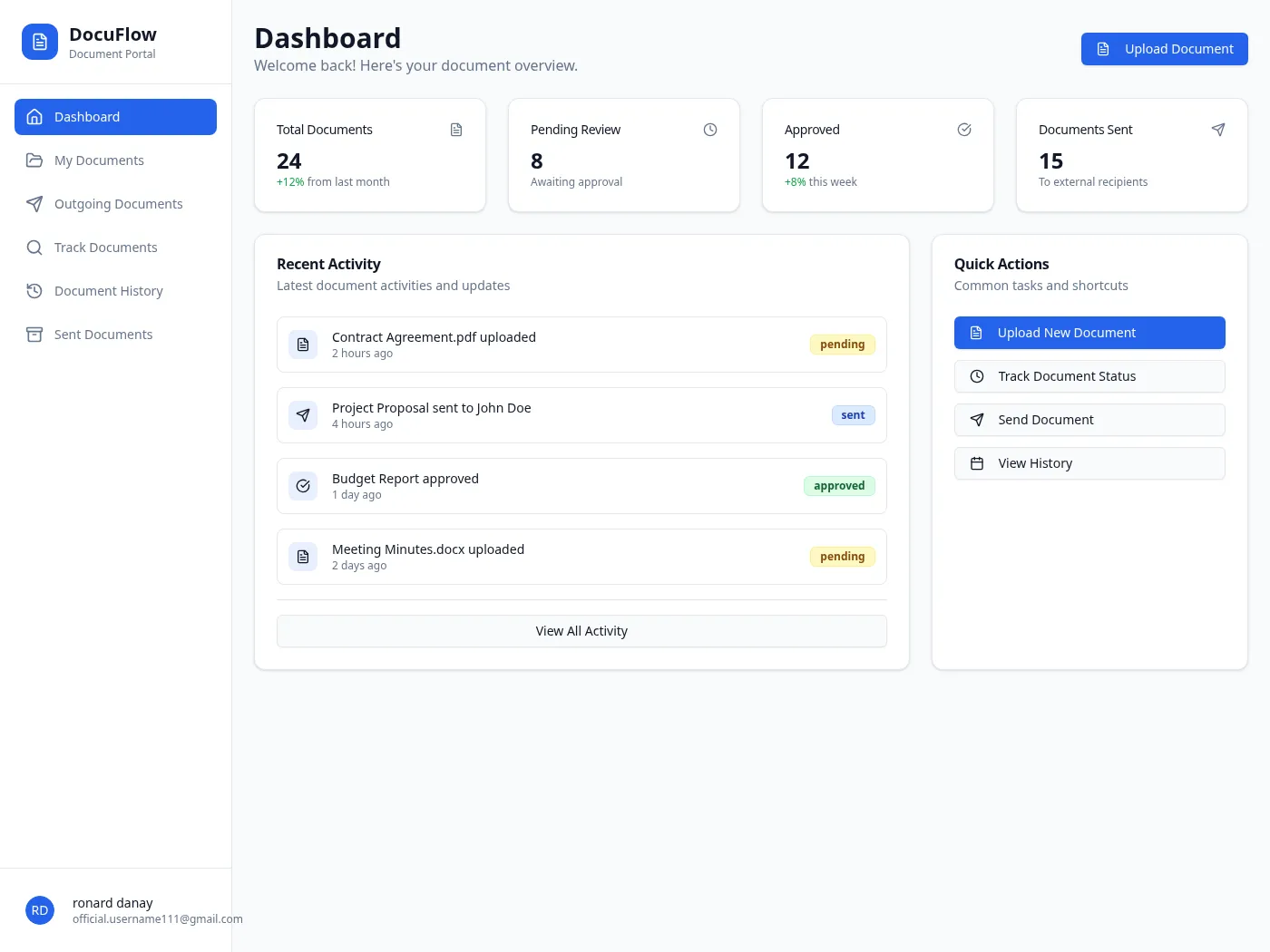 Navy Blue Document Management Portal