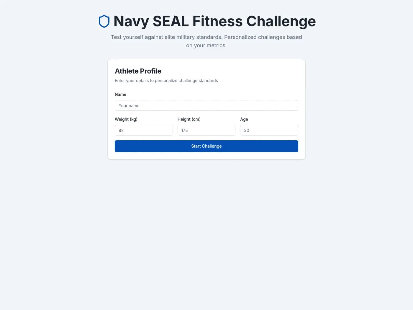 Navy Seal Fitness Challenge App