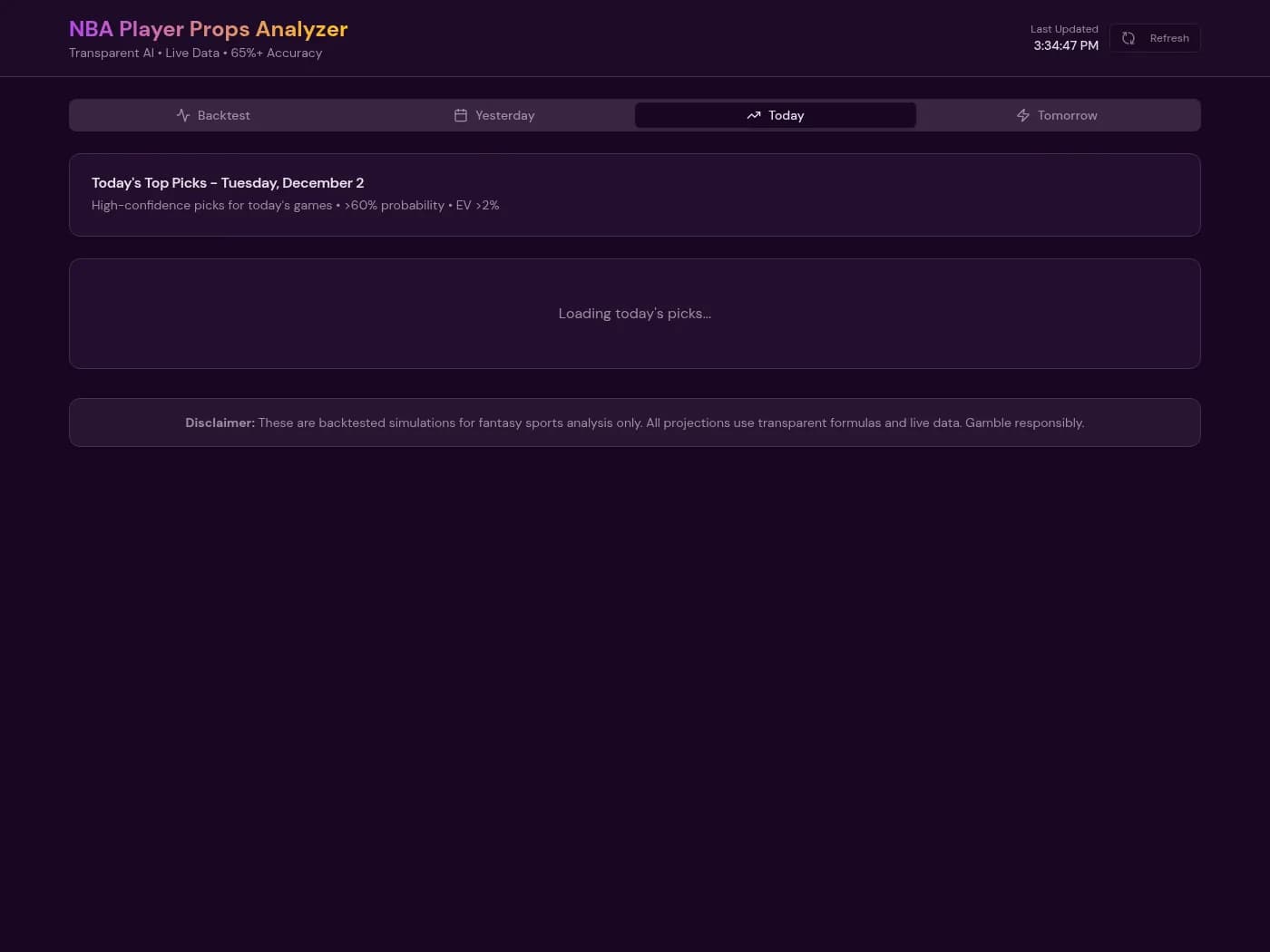 NBA Player Props Analyzer: Transparent Live AI for Unbiased PrizePicks-Style Recommendations