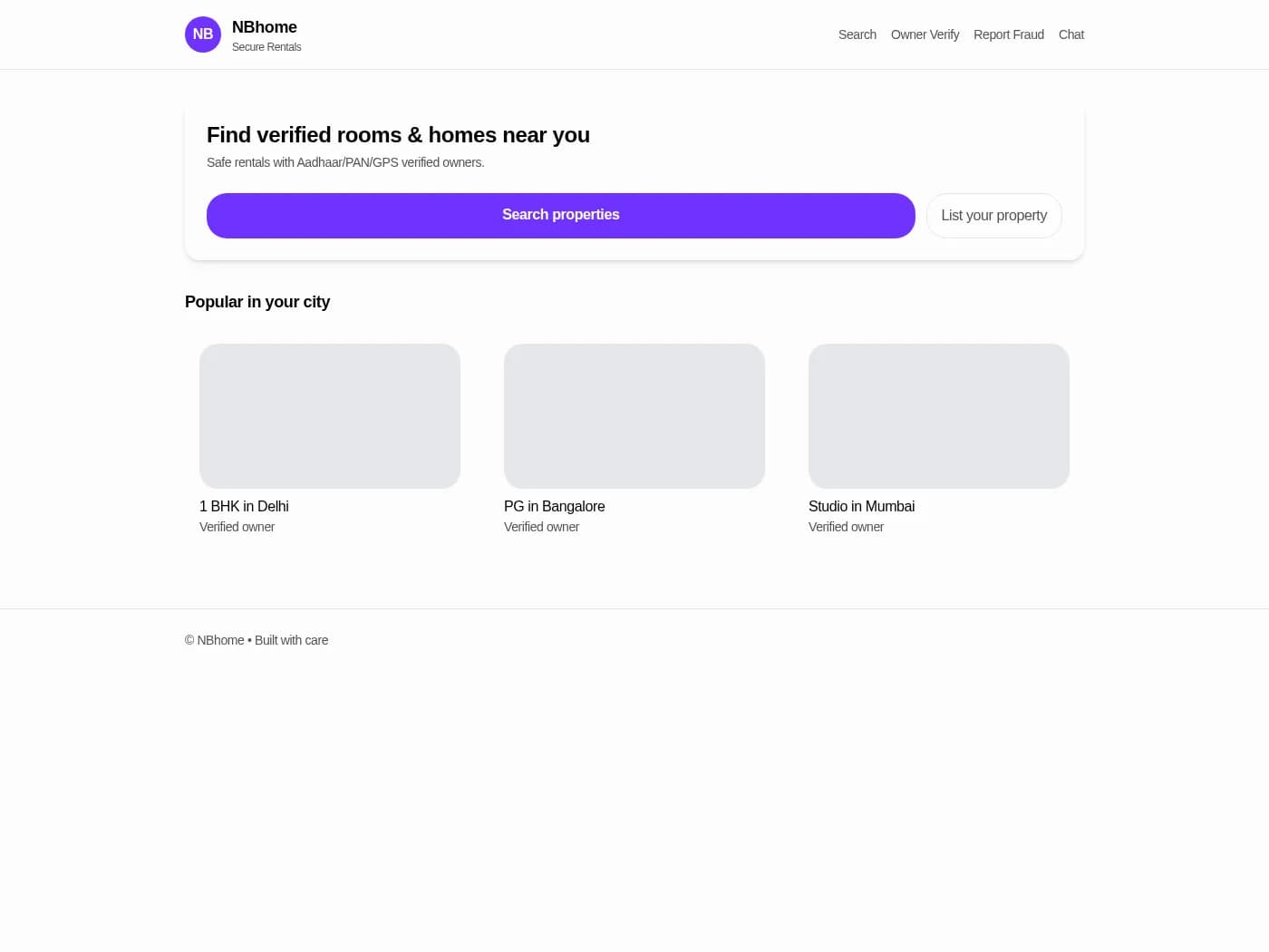 NBhome: Secure Rental Platform for Verified Property Listings