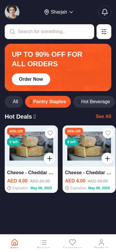 Near-Expiration Grocery Tracker Home Page