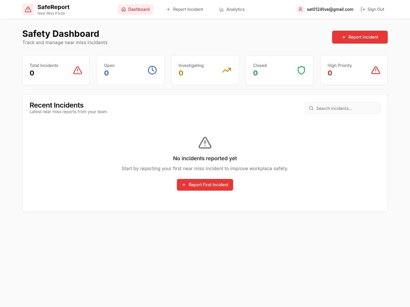 Near Miss Incident Reporting Portal