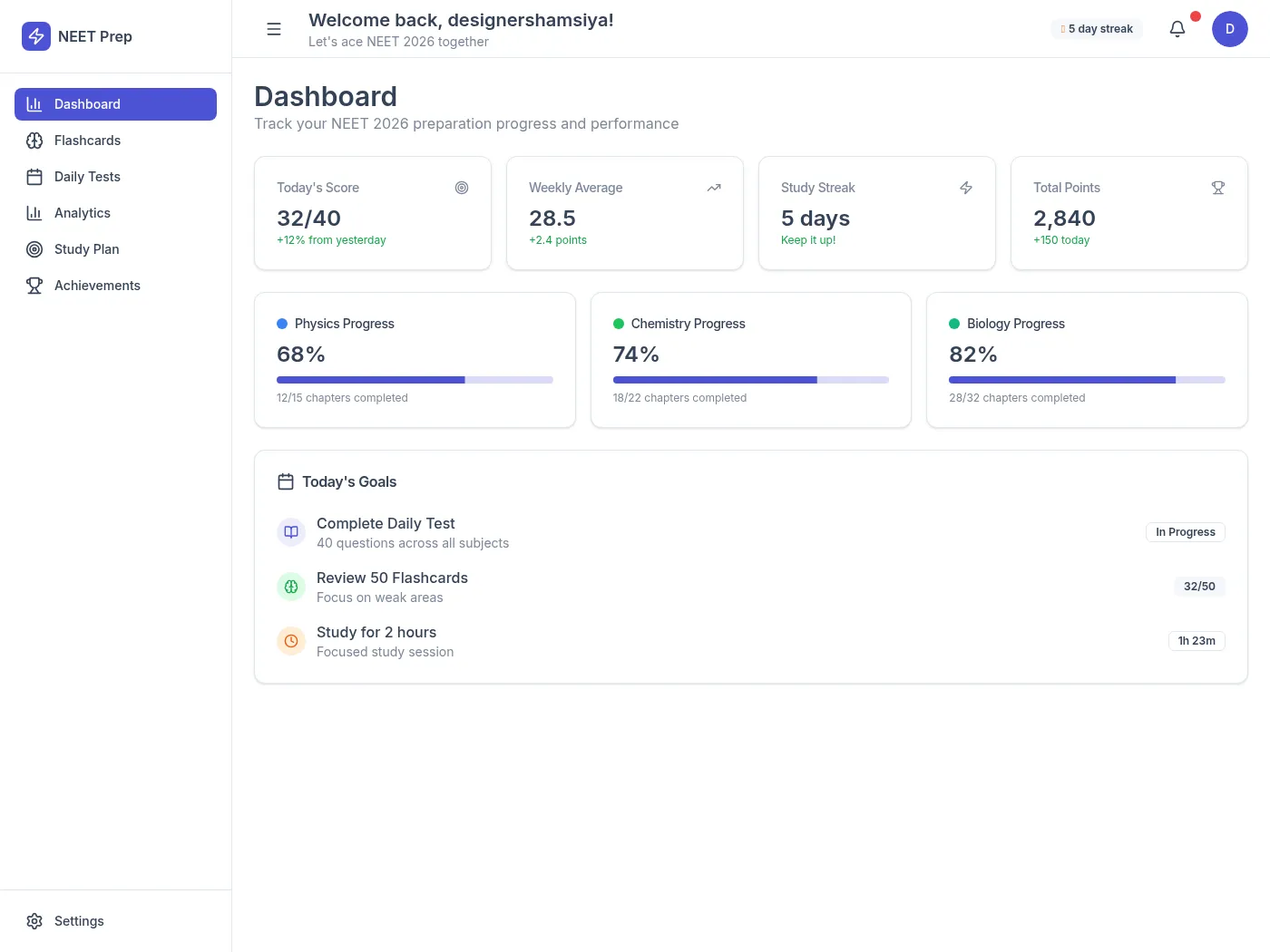 NEET 2026 Smart Prep Platform
