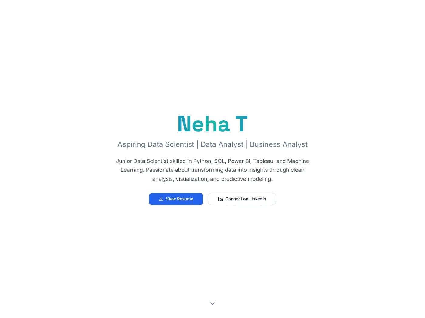 Neha T – Data Science Portfolio Website