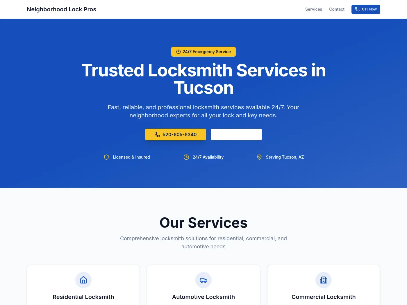 Neighborhood Lock Pros Locksmith Website