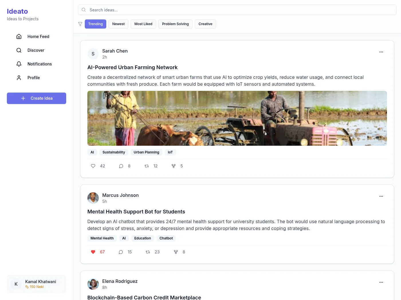 Neki: The Collaborative Idea-to-Project Social Platform