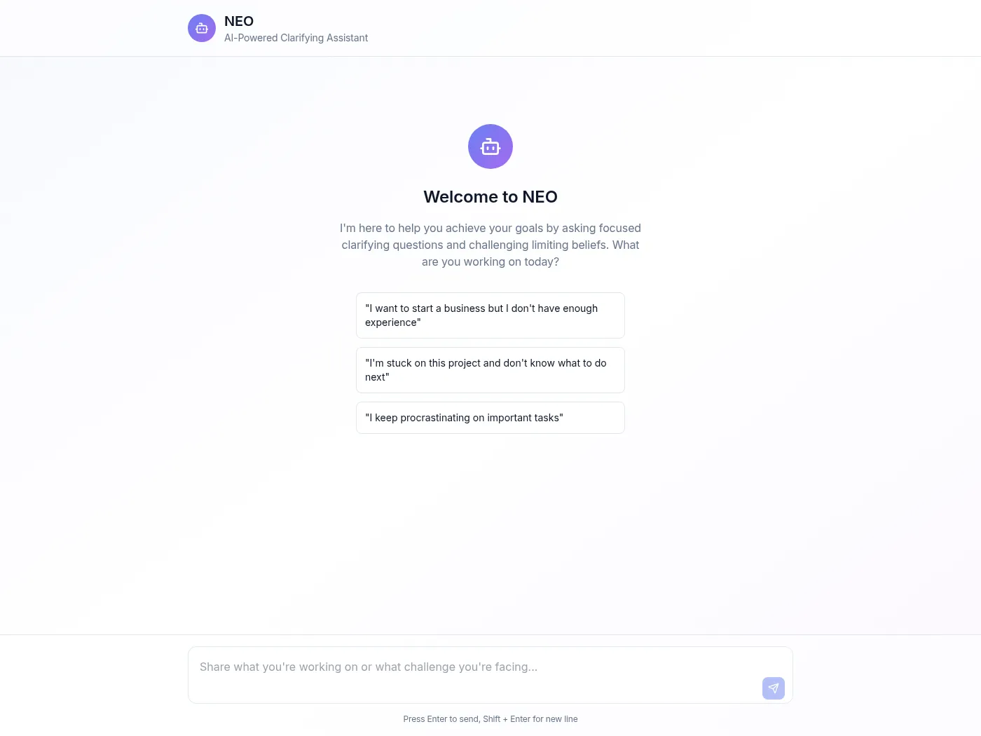 NEO: AI-Powered Clarifying Assistant on Claude 3.5 Sonnet