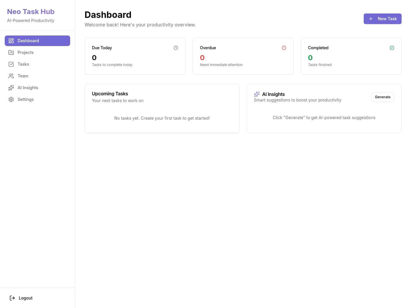 Neo Task Hub - AI-enhanced SaaS for Productivity & Team Task Management