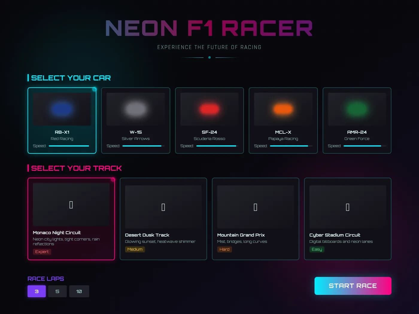 Neon F1 Web Racer: Futuristic 3D Formula 1 Racing Game
