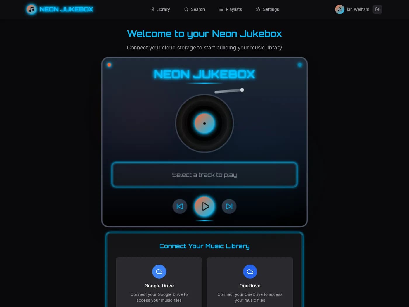 Neon Jukebox: Cloud Music Library & Player