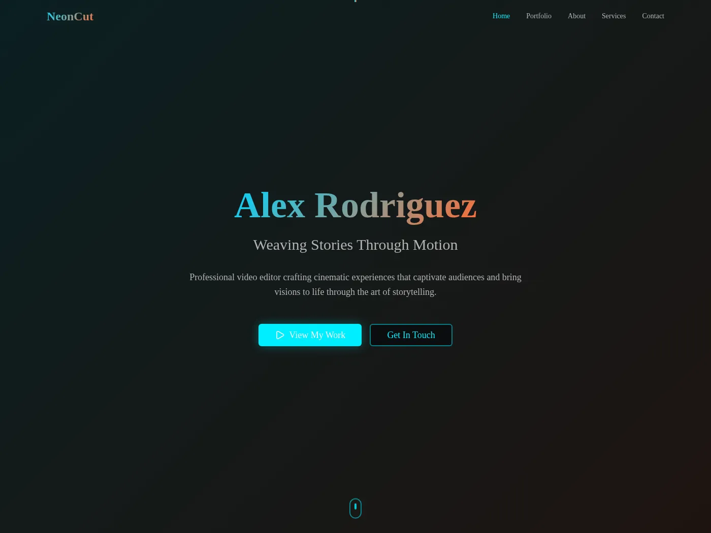 NeonCut: Video Editor's Modern Dark Portfolio