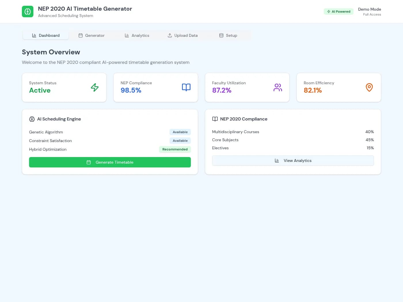 NEP 2020-Compliant AI Timetable Generator for Schools & Colleges