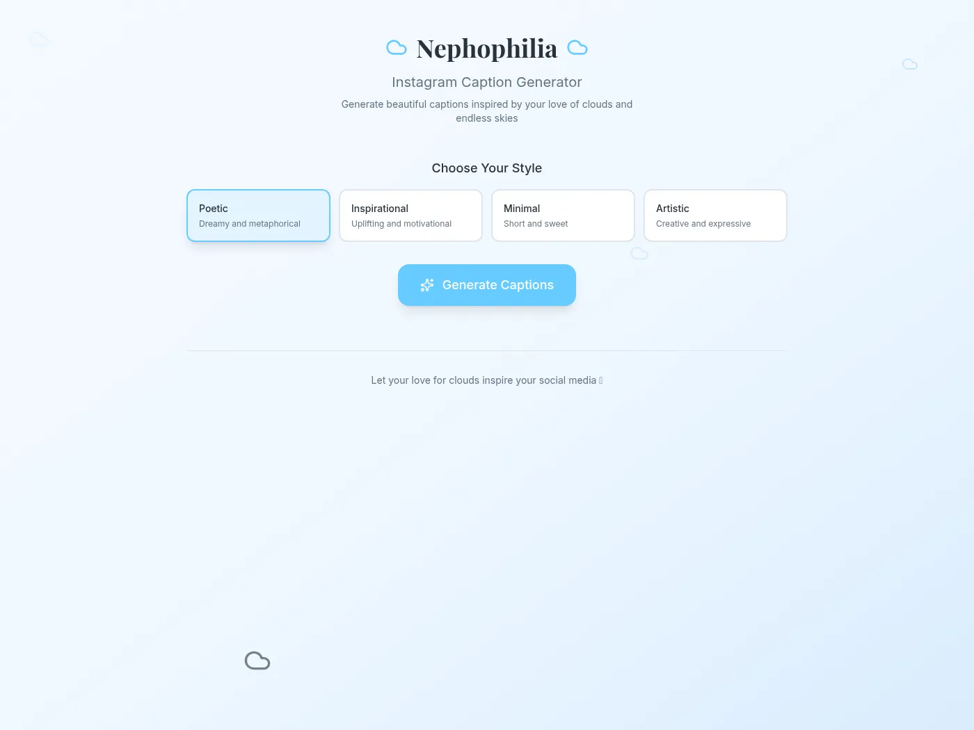 Nephophilia Instagram Caption Generator