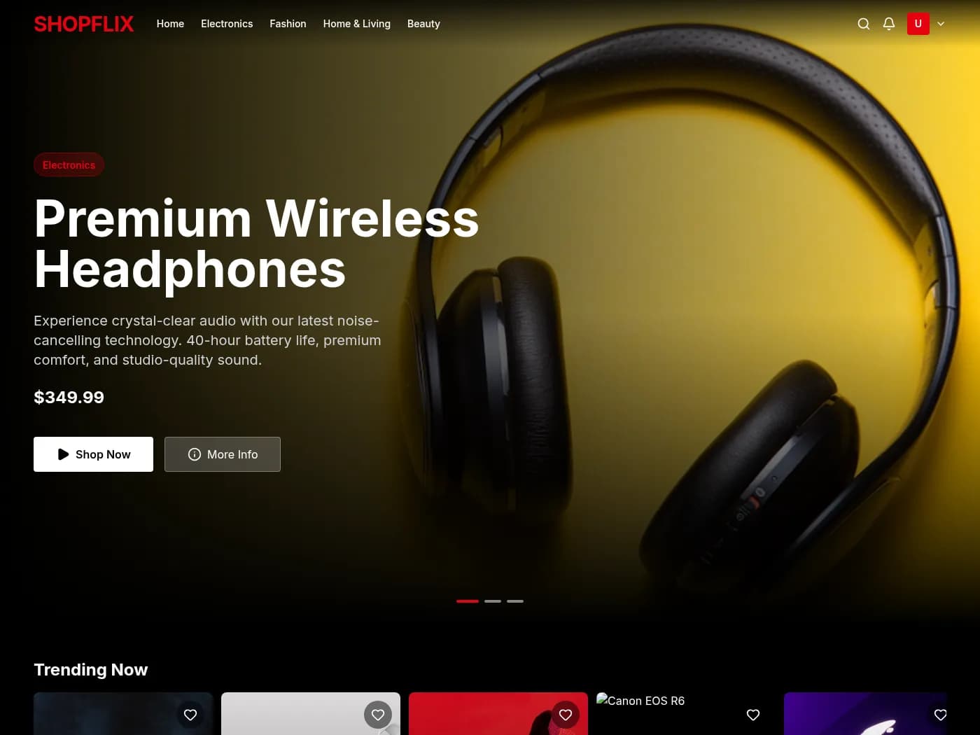Product Streaming Experience Website