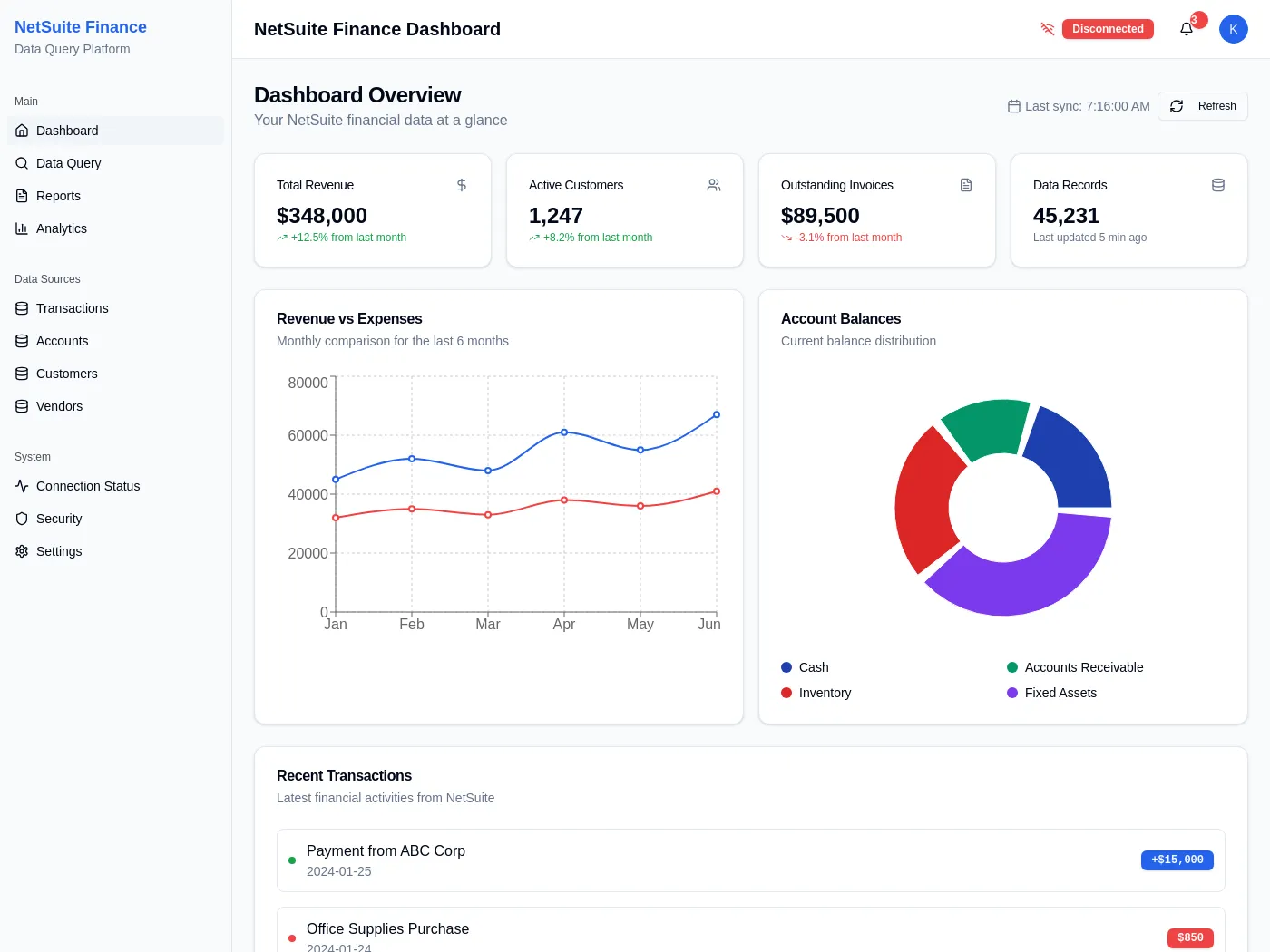 Netsuite Finance Data Query App