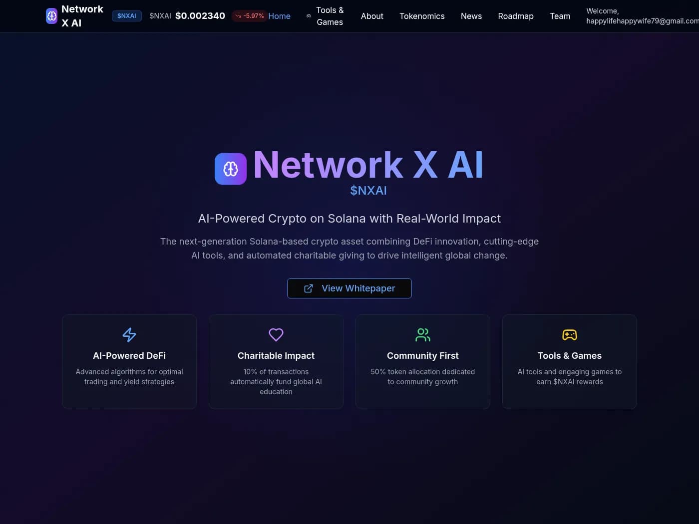 Network X AI ($NXAI) - Solana Crypto Landing Page