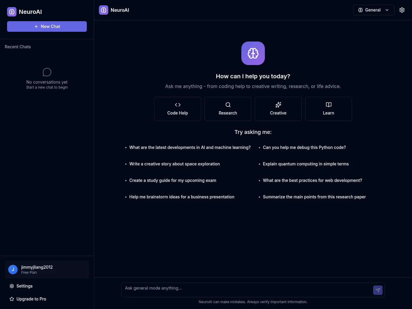 NeuroAI - Smarter, More Reliable AI Chat Assistant