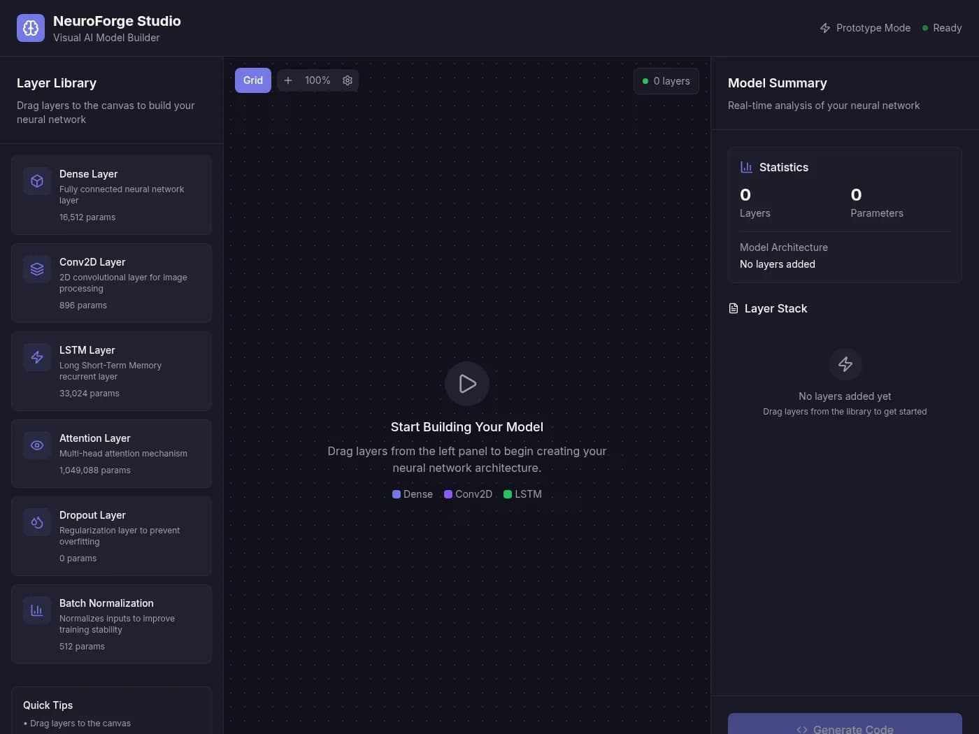 NeuroForge Studio: Visual AI Model Builder