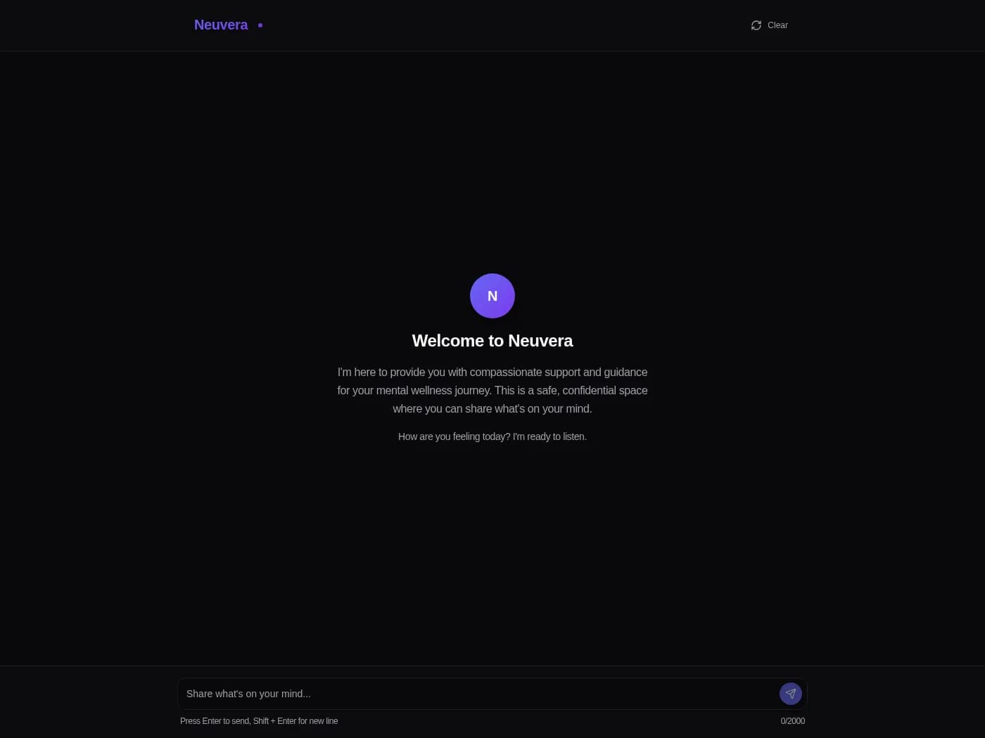 Neuvera AI-Powered Secure Mental Wellness Chat Platform