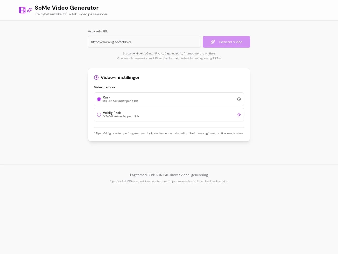 SoMe Video Generator from News Articles