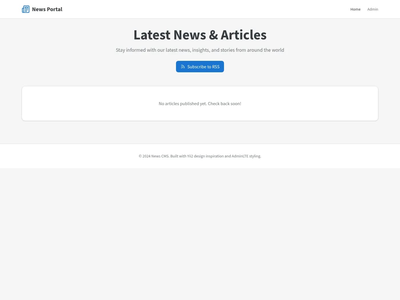 AdminLTE powered News CMS with Yii2