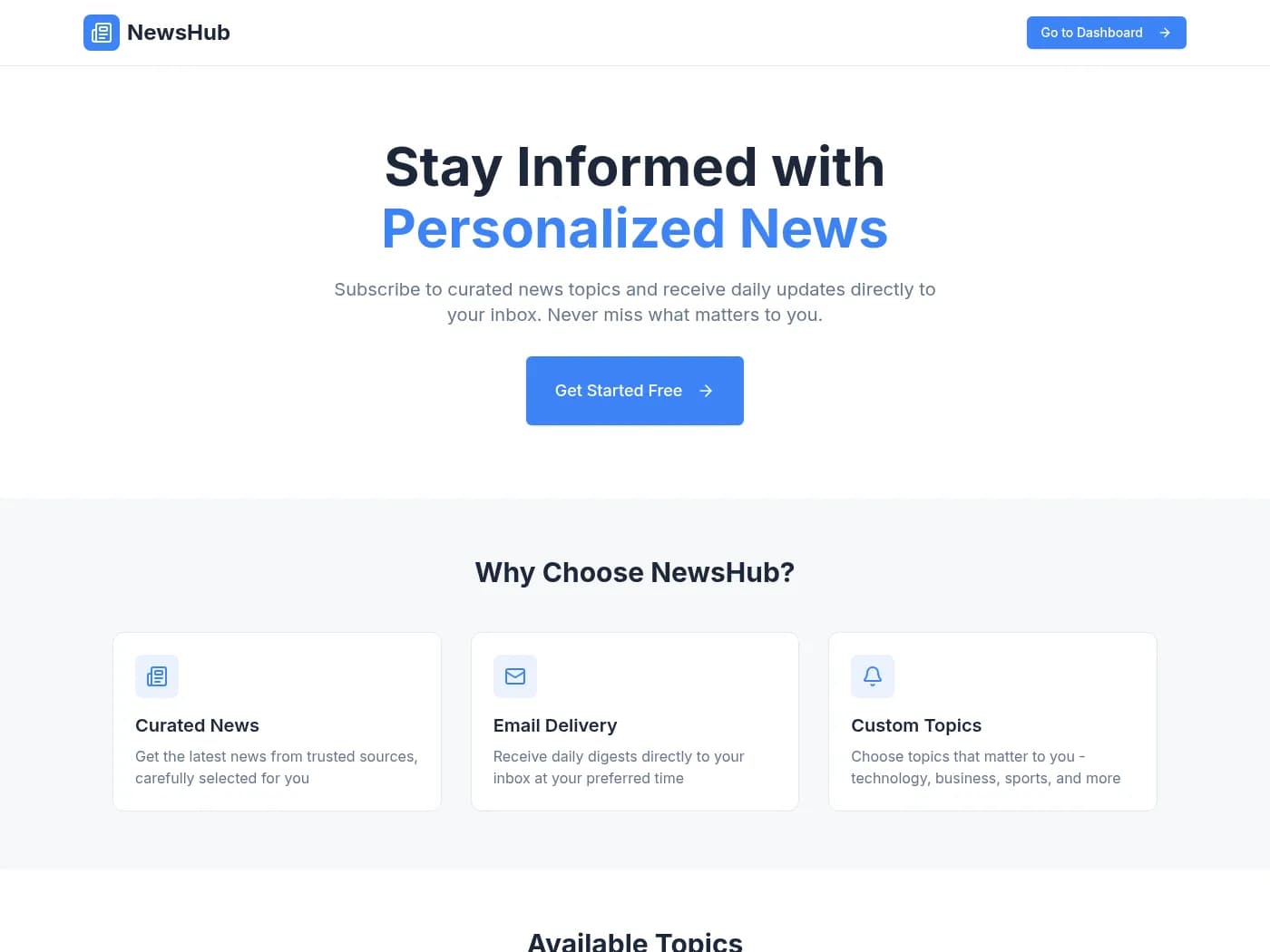 News Mailing Application with User Registration