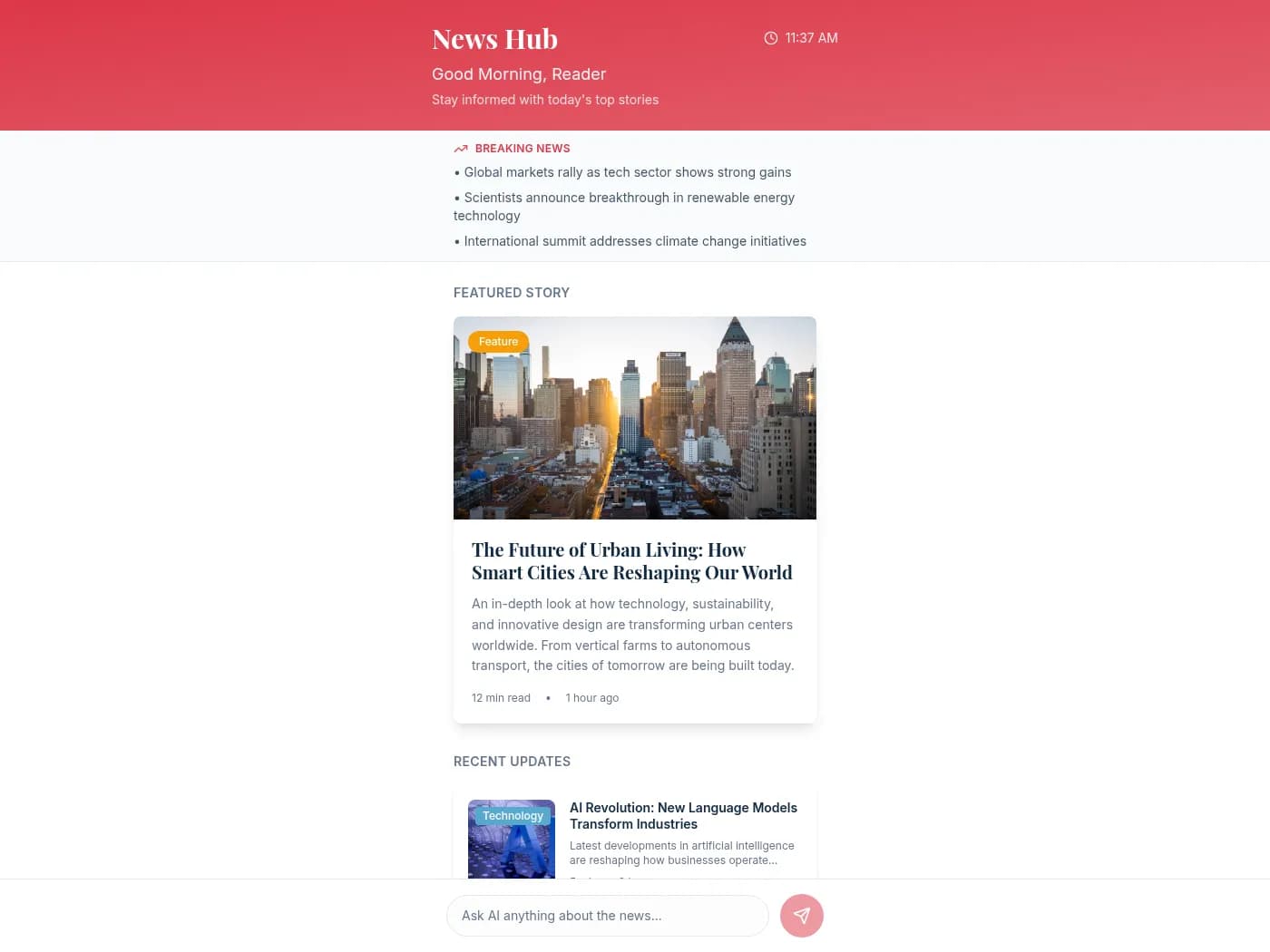 Mobile-Friendly News Website Landing Page